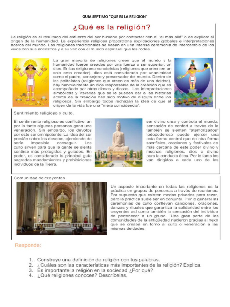 Guia Septimo Que Es La Religion | PDF