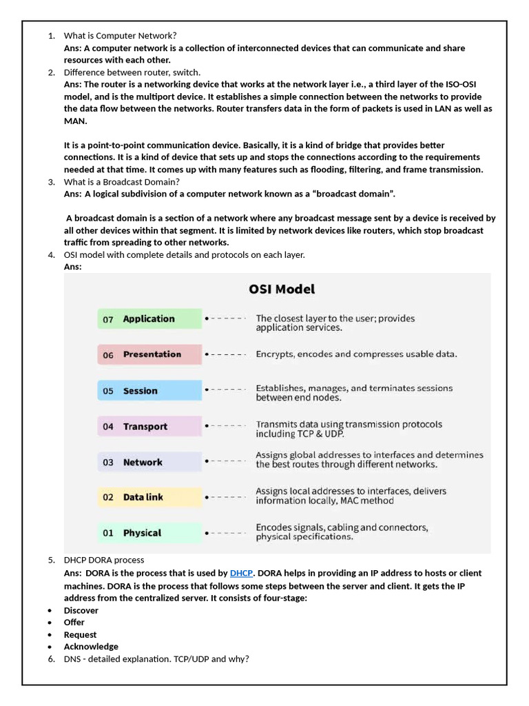 Computer Network Interview Questions AWS | PDF | Domain Name System ...
