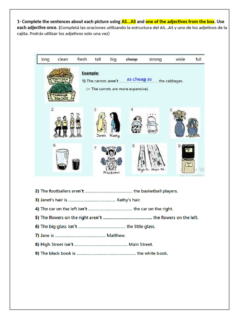Comparative As... As OWN Worksheet | PDF