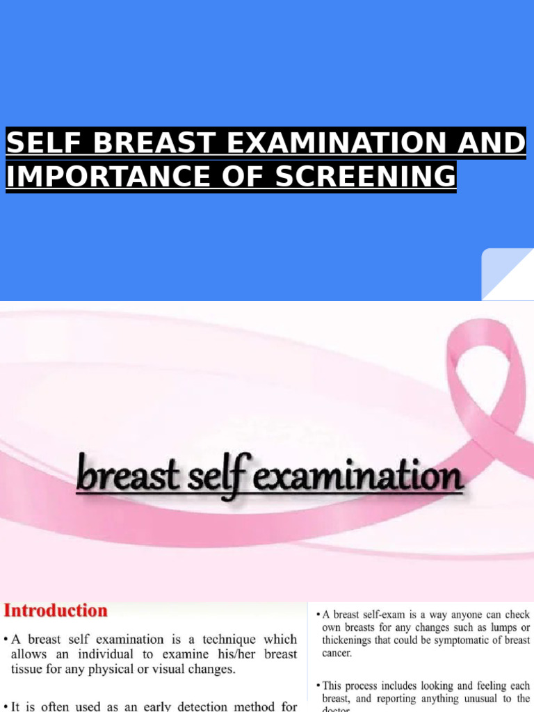 Self Breast Examination and Screening | PDF