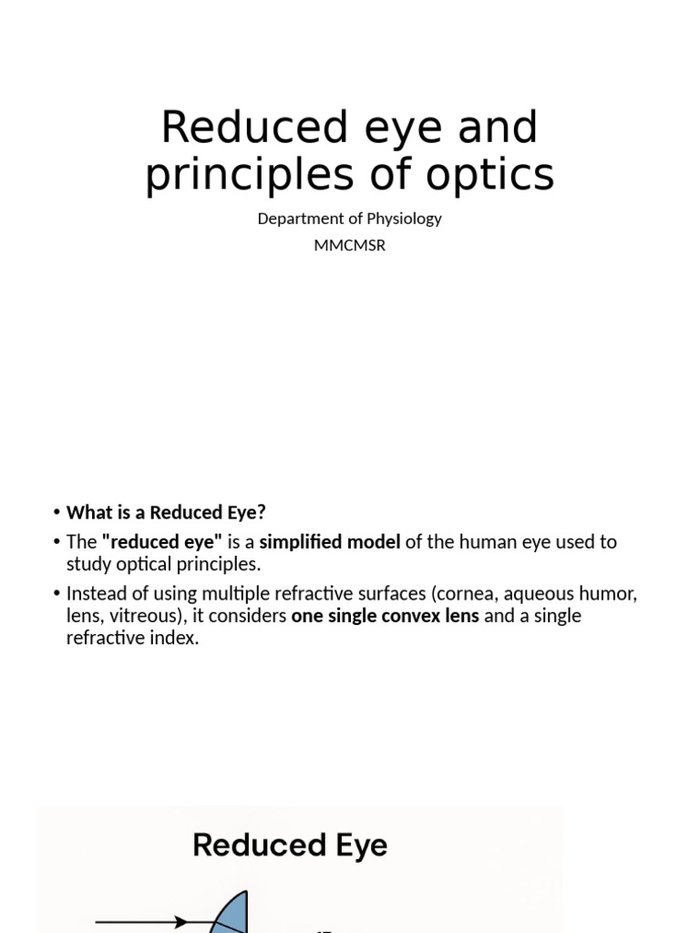 Reduced Eye and Principles of Optics | PDF | Eye | Optics
