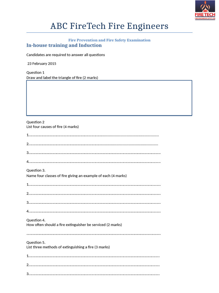 ABC FireTech Fire Engineers Induction & Training | PDF