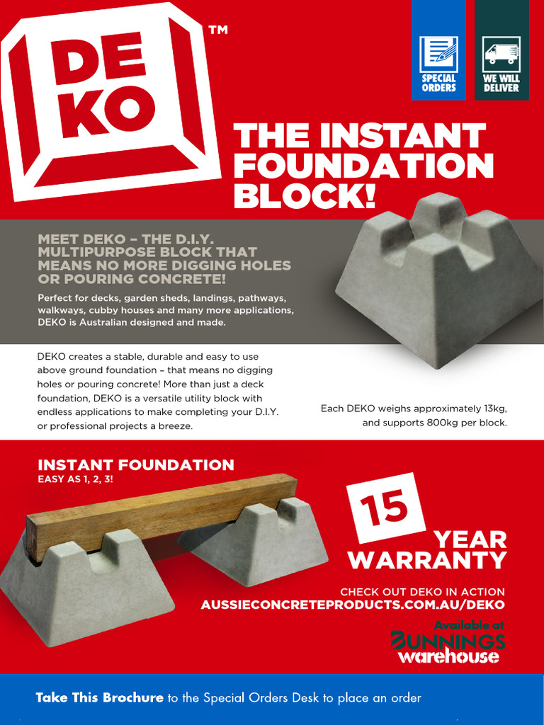 Deko Instant Foundation Block Overview | PDF | Building Engineering ...