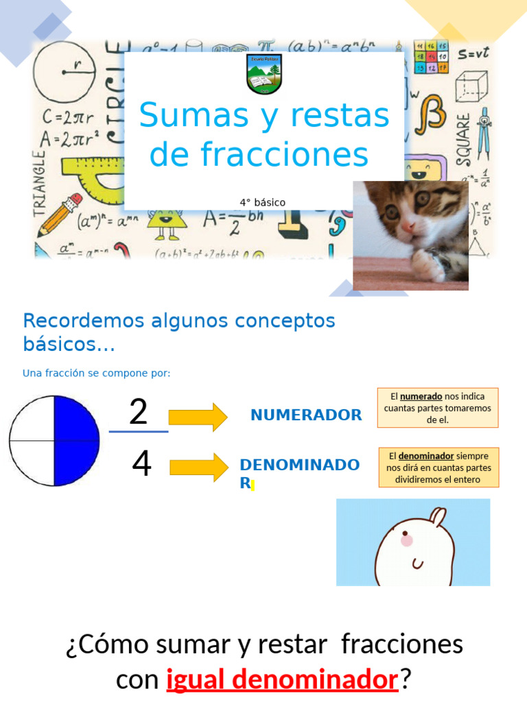 Suma y Resta de Fracciones 4° Básico | PDF