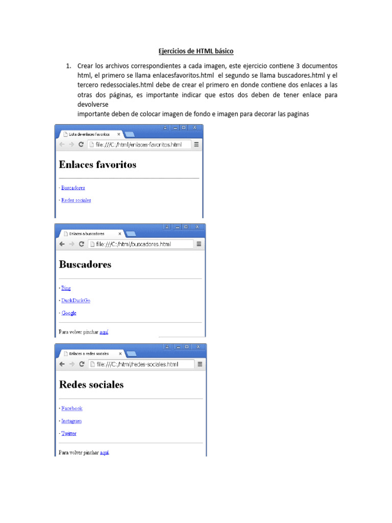1 Ejercicios de HTML Básico | PDF