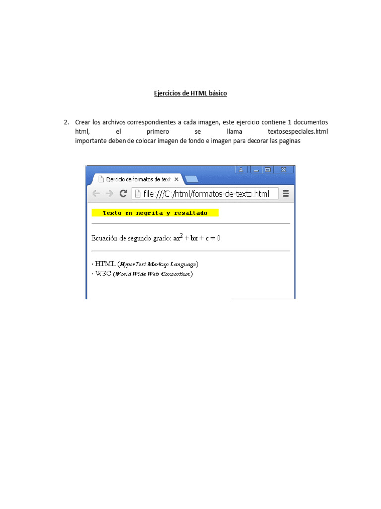 2 Ejercicios de HTML Básico | PDF