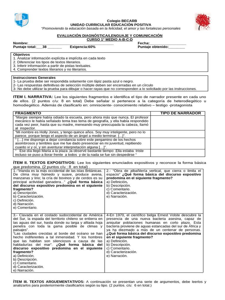 Respuestas Prueba Lenguaje 2025 | PDF