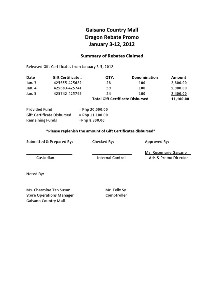 Replenishment Form | PDF | Finance & Money Management | Law