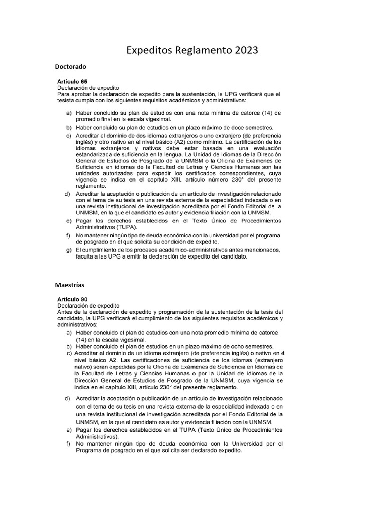 Expeditos Reglamento 2023 | PDF
