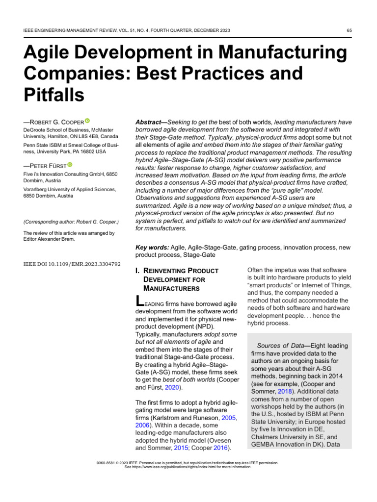 01-Agile Development in Manufacturing Companies - Best Practices and ...