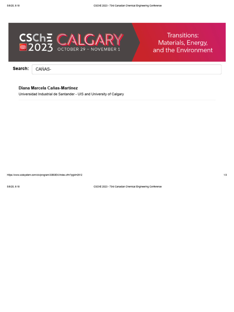 CSChE 2023 - 73rd Canadian Chemical Engineering Conference | PDF