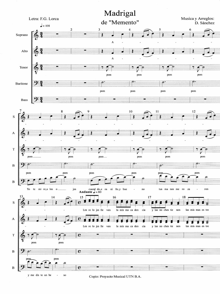 Letra de "Madrigal" de F.G. Lorca | PDF