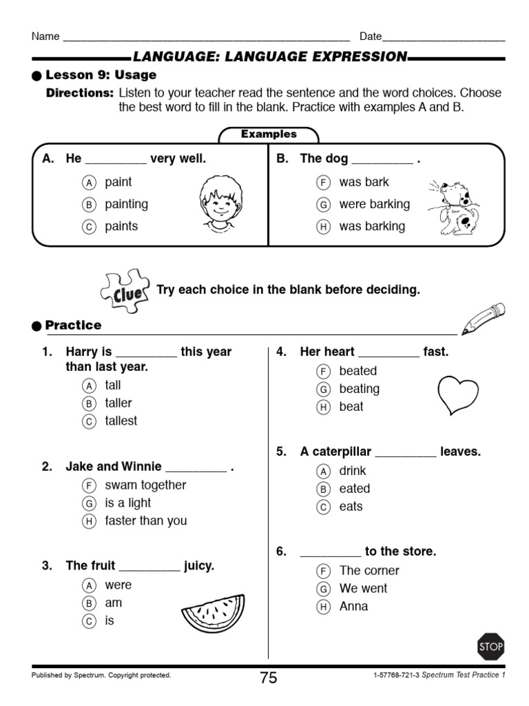 Grade 7 Spectrum Test Practice | PDF