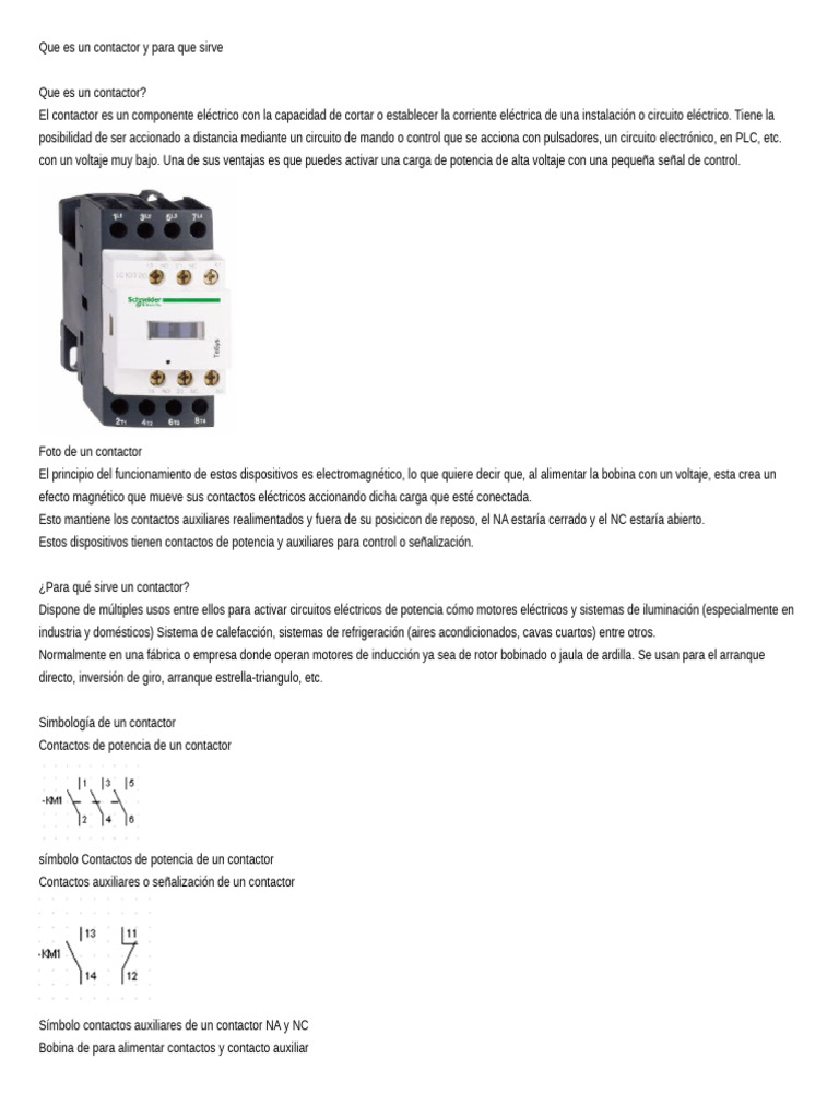 Que Es Un Contactor y para Que Sirve | PDF | Bienes manufacturados ...