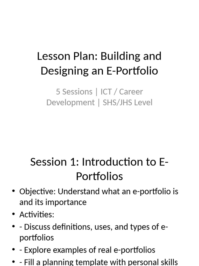 E-Portfolio Development Lesson Plan | PDF
