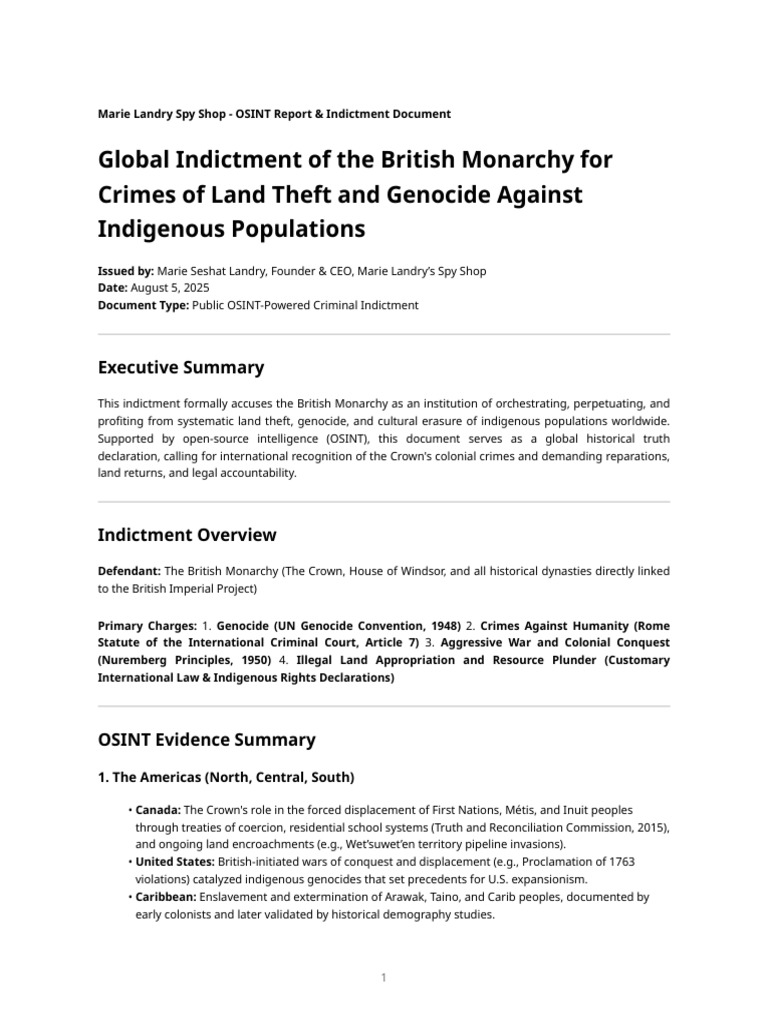 Global Indictment of British Monarchy | PDF | British Empire | Genocides