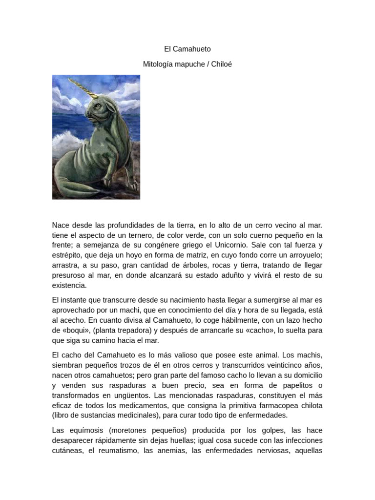 El Camahueto: Mito y Medicina Mapuche | PDF