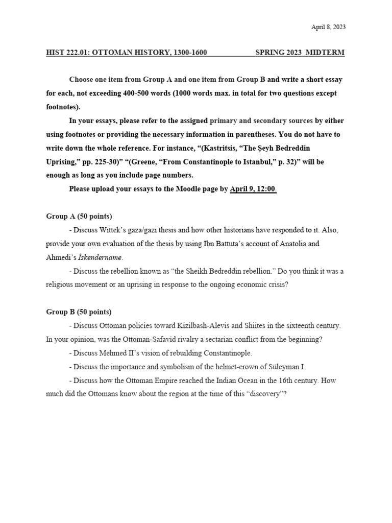 Midterm Questions - April 8 | PDF