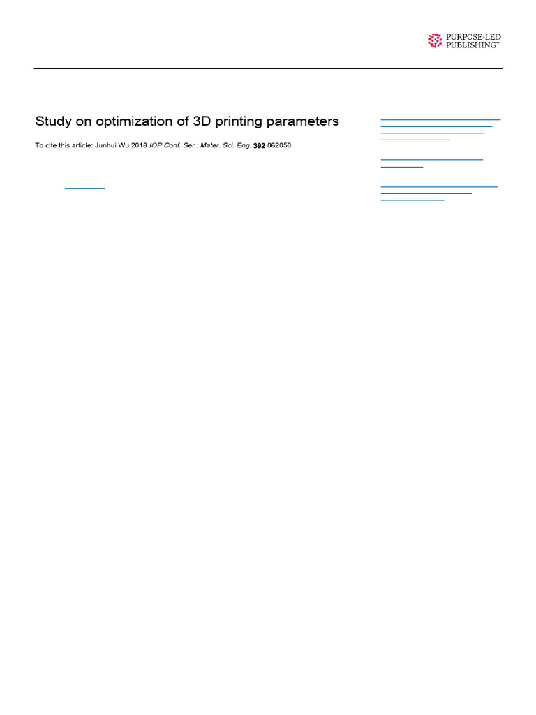 Wu 2018 IOP Conf. Ser. Mater. Sci. Eng. 392 062050 | PDF | 3 D Printing | Industrial Processes