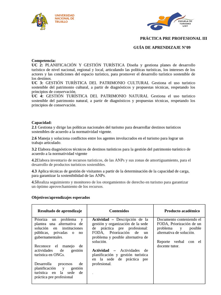 GUIA APRENDIZAJE 09_2025 PPPIII (1) | PDF | Turismo | Sustentabilidad