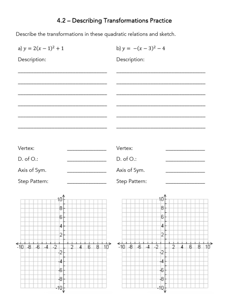 4.2 - Describing Transformations Practice | PDF
