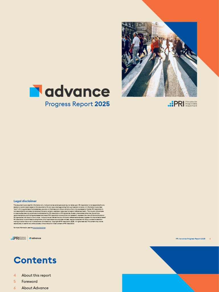 PRI Advance Progress Report 2025 | PDF | Mining | Renewable Energy