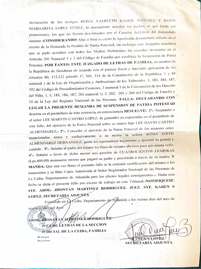 Declaración de Los Testigos REINA YAMILETH RAMOS SANCHEZ Y REINA | PDF