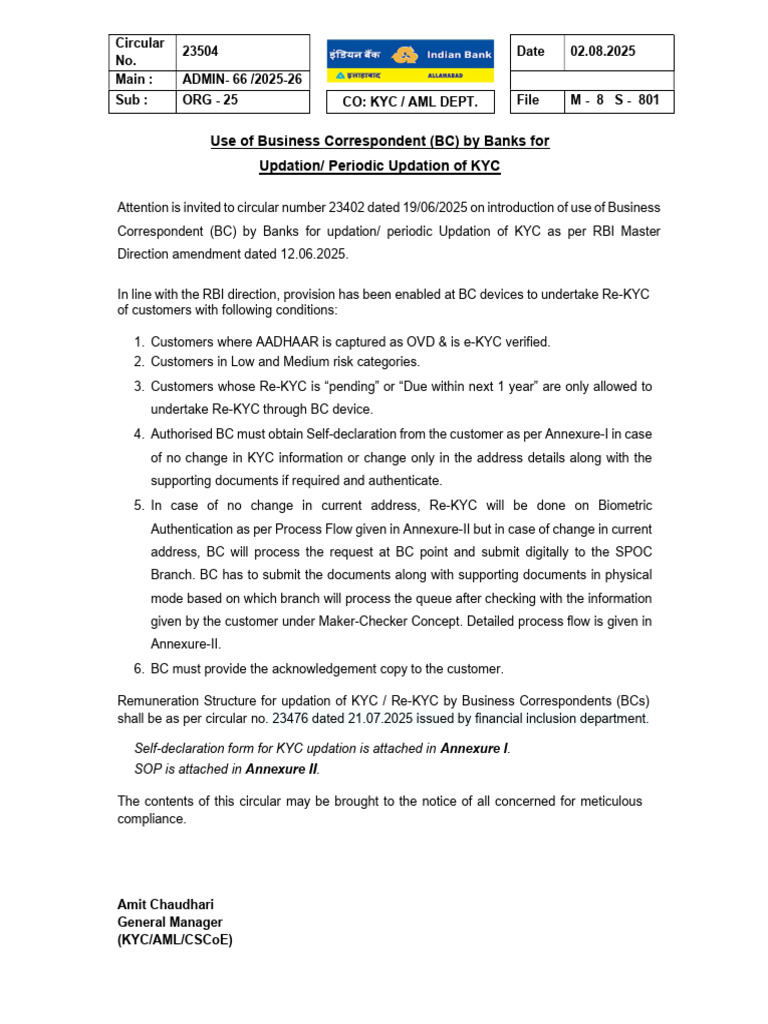 KYC Updation via Business Correspondents | PDF