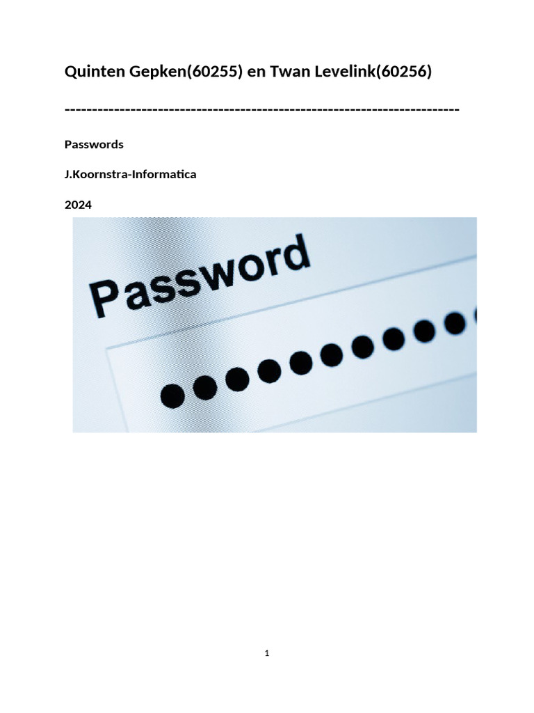 Wachtwoorden PWS | PDF