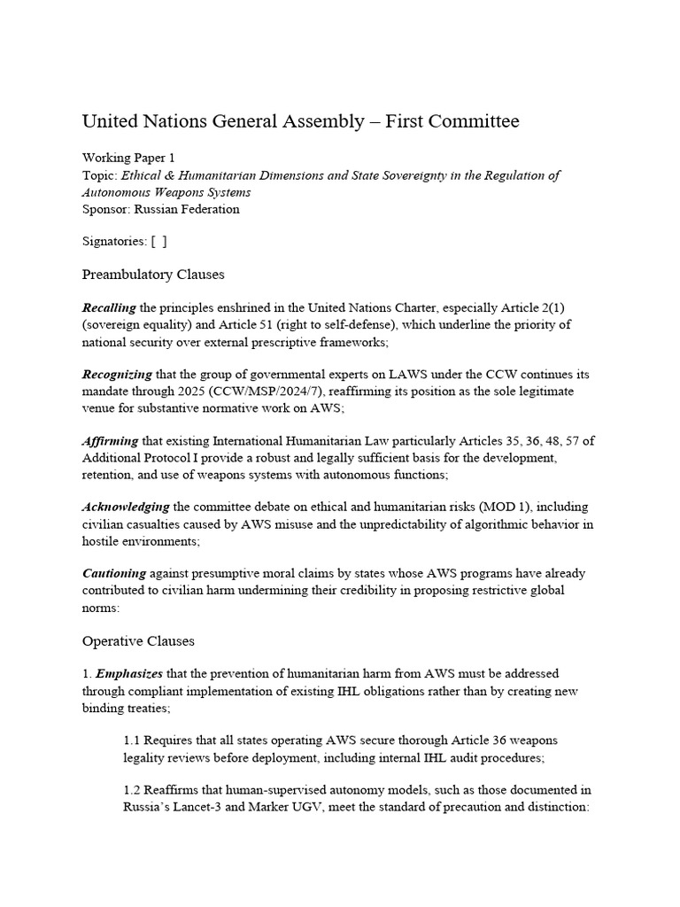 Working Paper Unga-Disec Russian Fedration | PDF | International ...