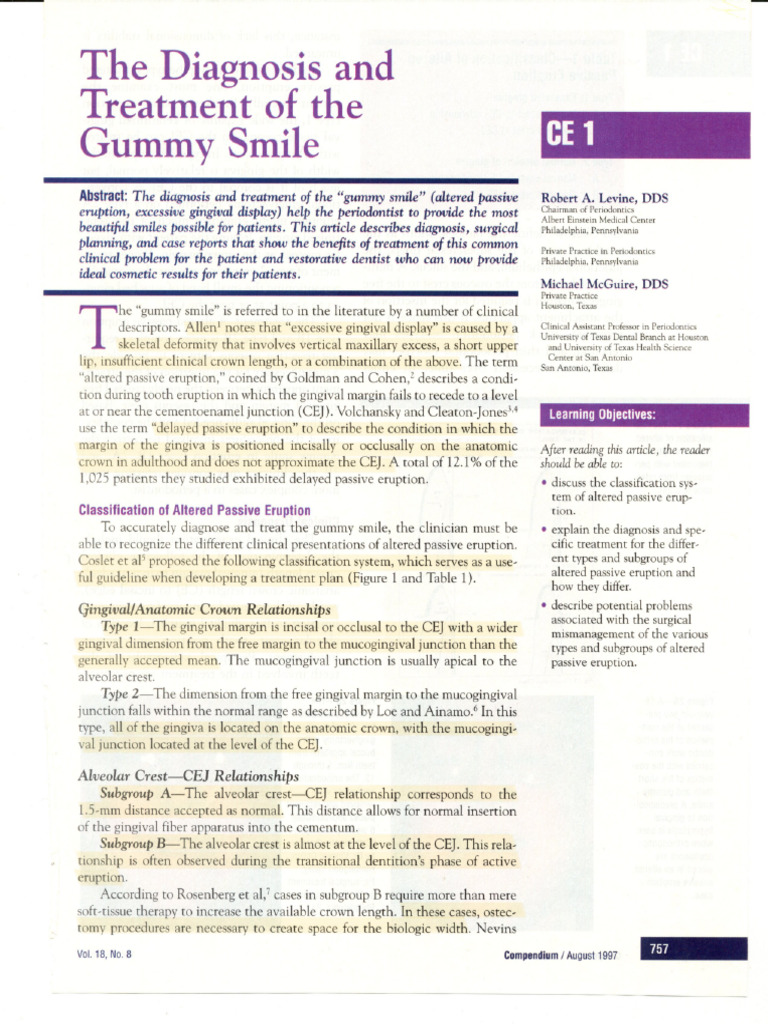 Diagnosis-and-Treatment-of-Gummy-Smile Levine | PDF | Periodontology ...