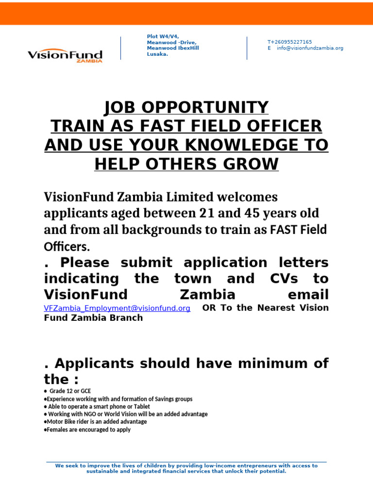 Fast Field Officer Job Advert 1 | PDF