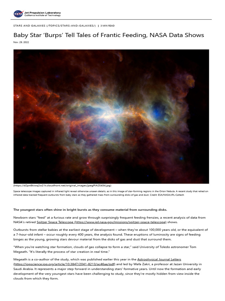 Baby Star Burps' Tell Tales of Frantic Feeding, NASA Data Shows - NASA ...