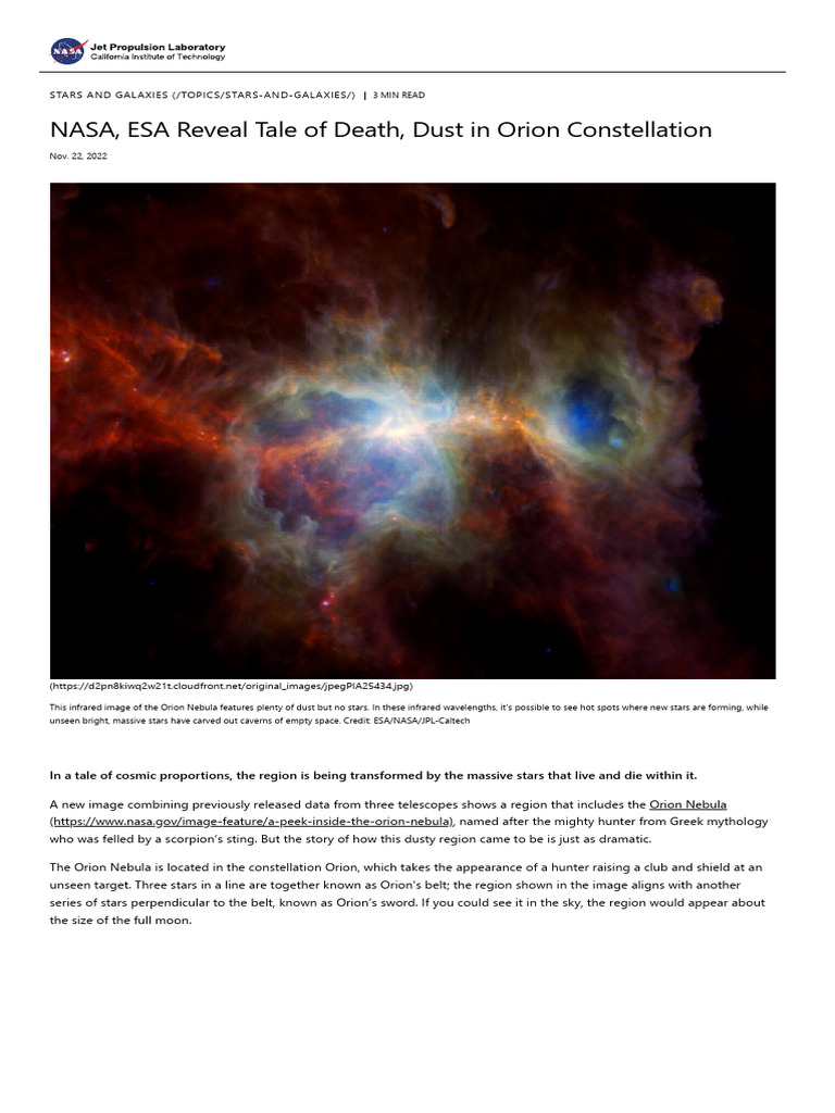 Orion Nebula: Death and Dust Revealed | PDF | Nasa | Cosmic Dust