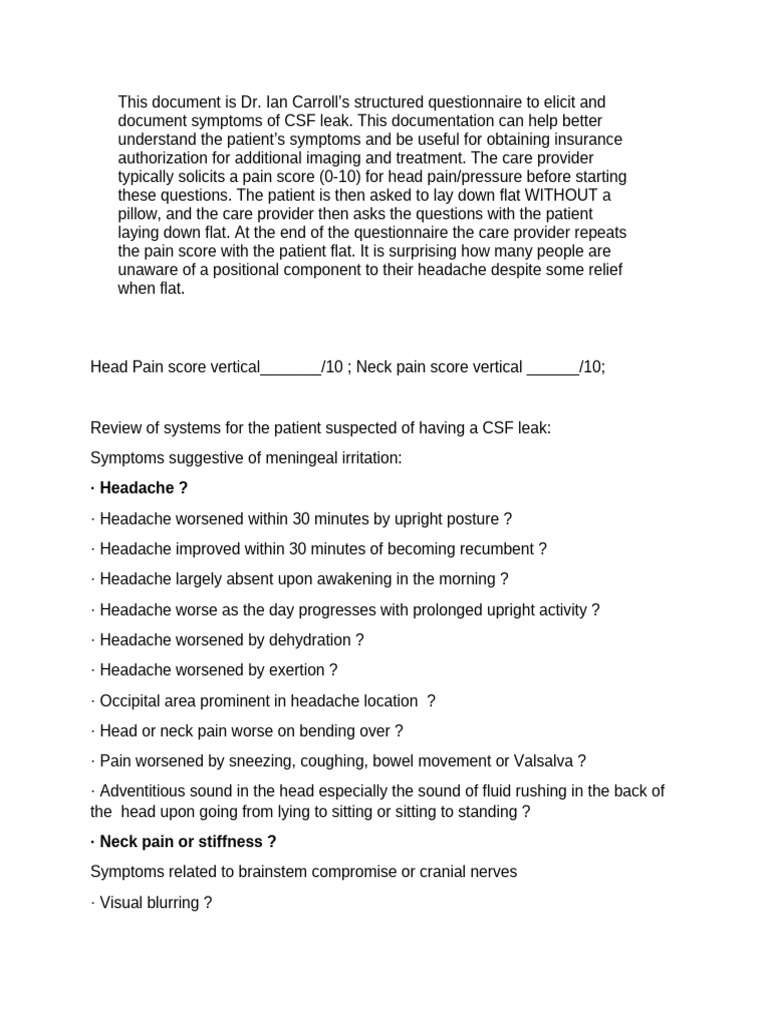 Dr. Carroll - S Structured Questionnaire For Potential Leakers | PDF ...