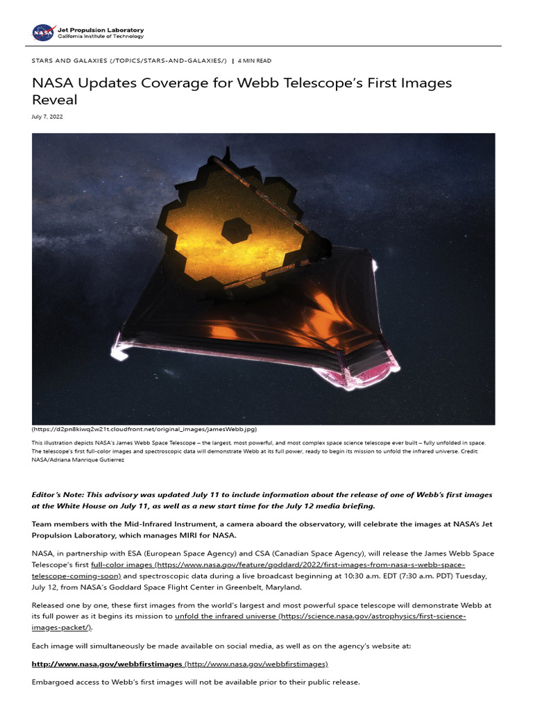 NASA Updates Coverage for Webb Telescope’s First Images Reveal _ NASA ...