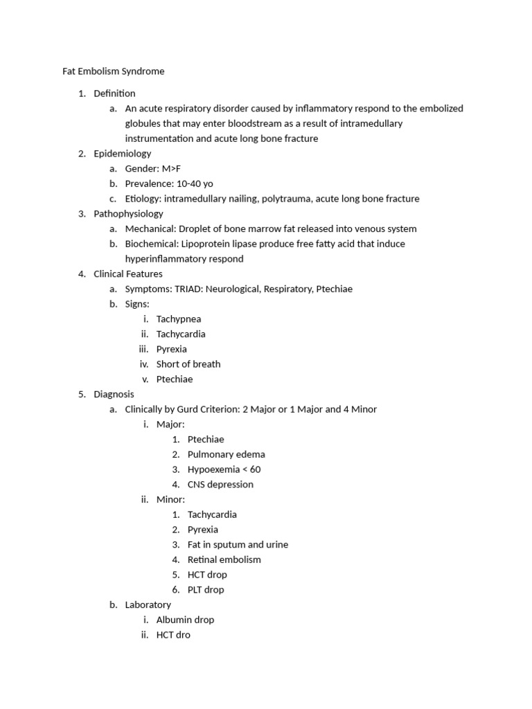 Fat Embolism Syndrome | PDF