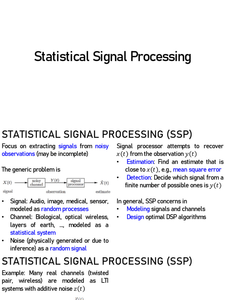 Session 13a - Statistical Signal Processing | PDF | Random Variable | Function (Mathematics)