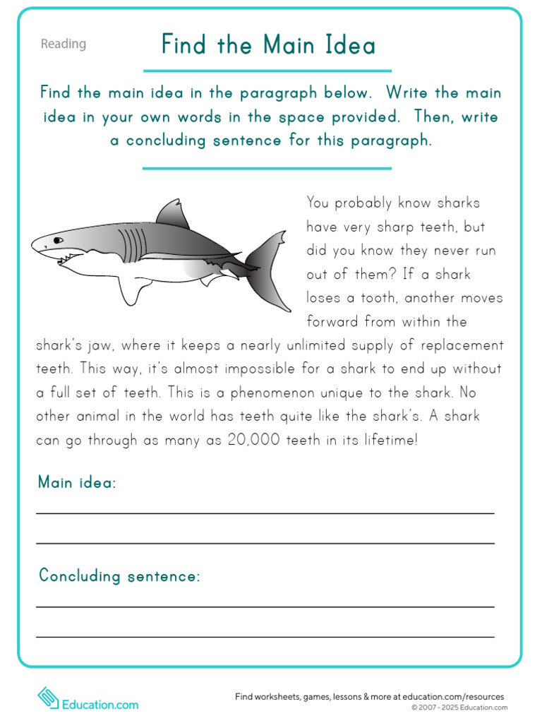 Find Main Idea Shark | PDF
