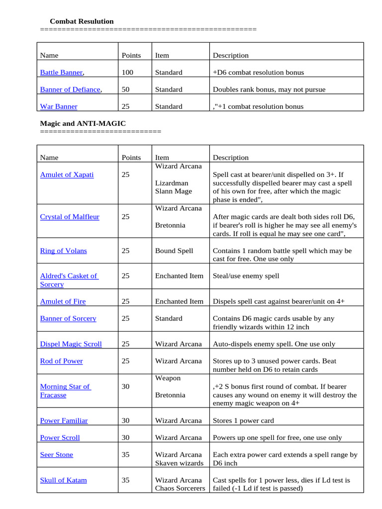 Magic Items for Warhammer 5E Combat | PDF | Magician (Fantasy) | Sword