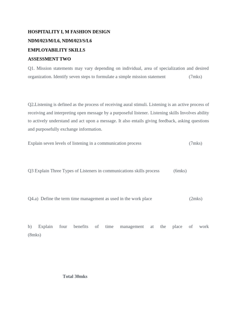Employability Assessment Two | PDF