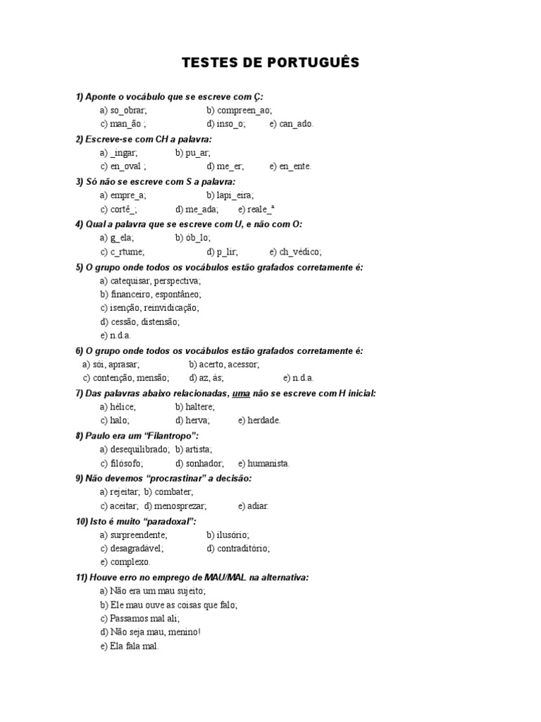 Testes de Português