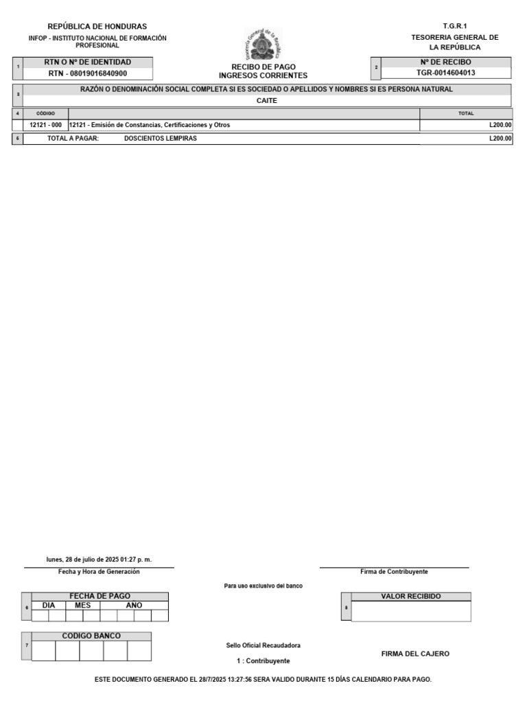 Recibo TGR-14604013 | PDF
