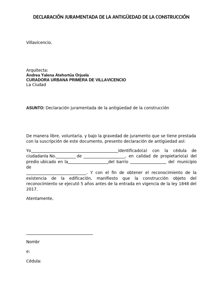 Declaración Juramentada de Antigüedad | PDF