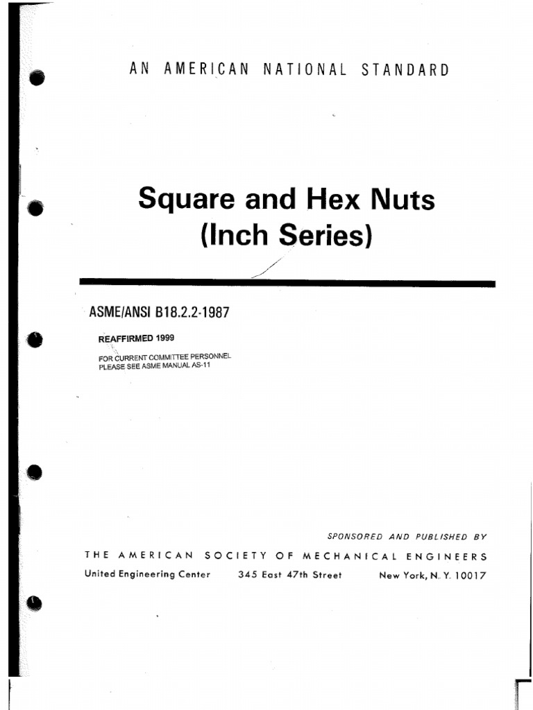 Ansi B18.2.2-1987 (R 1999) | PDF