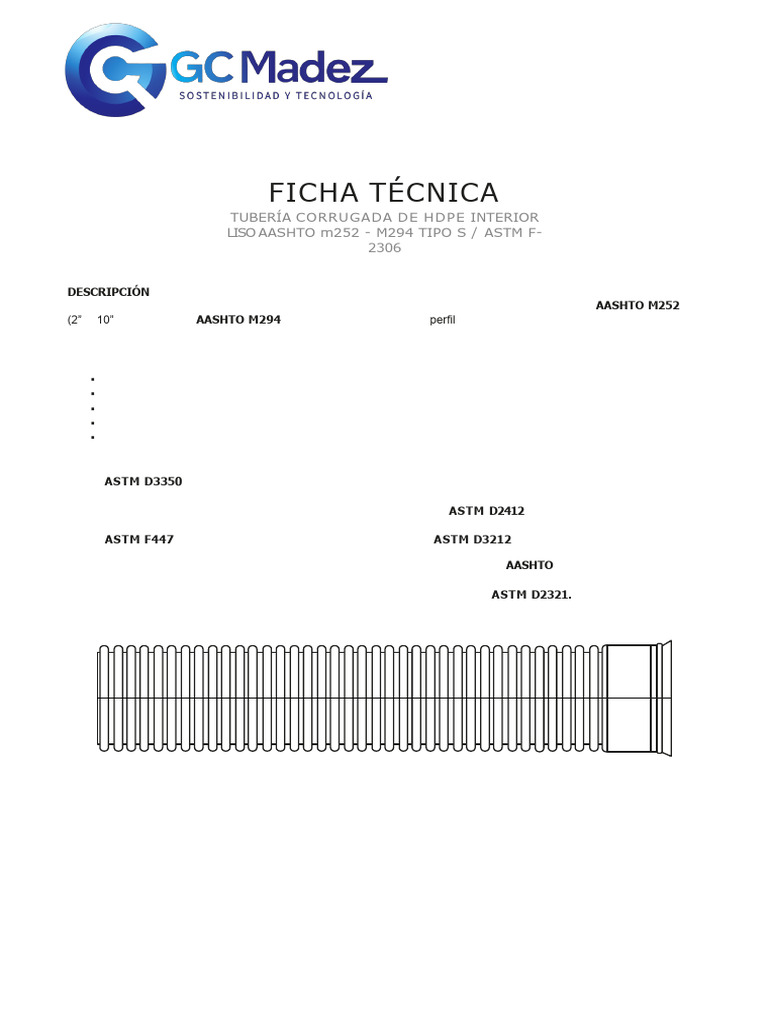 Tubería Corrugada HDPE AASHTO M294 | PDF | Tubería (transporte de ...
