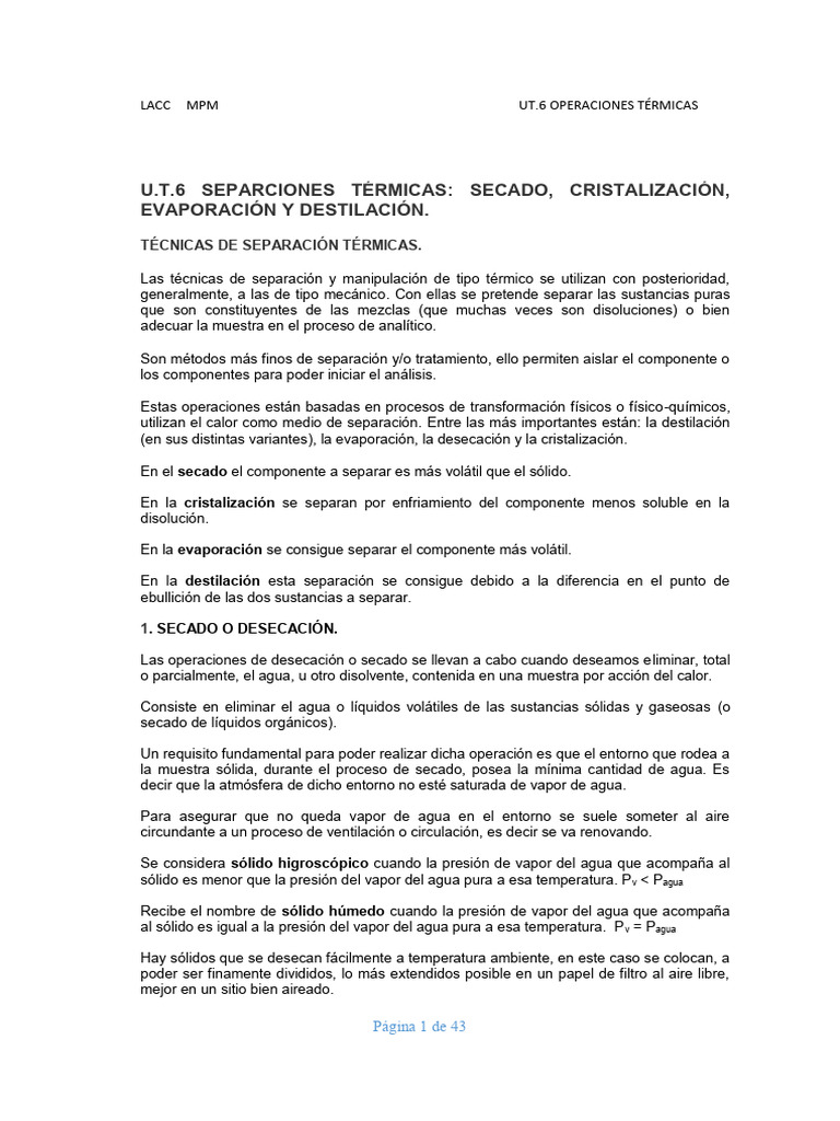 Abrir Ut6 Termicas | PDF | Destilación | Vapor de agua