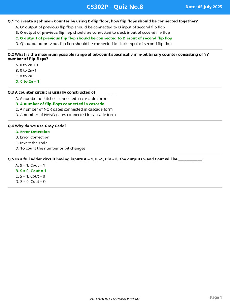 Quiz CS302P 8-1 | PDF