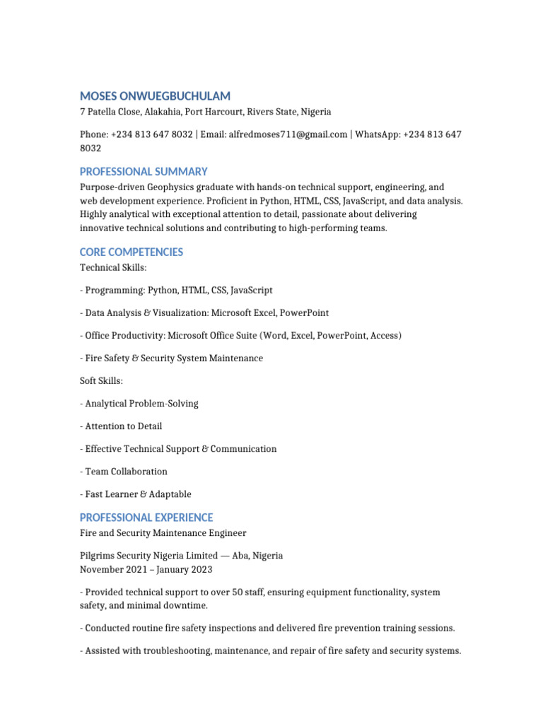 Moses CV Updated | PDF