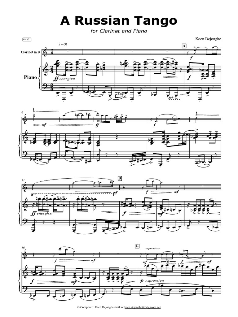 Russian Tango for Clarinet and Piano | PDF